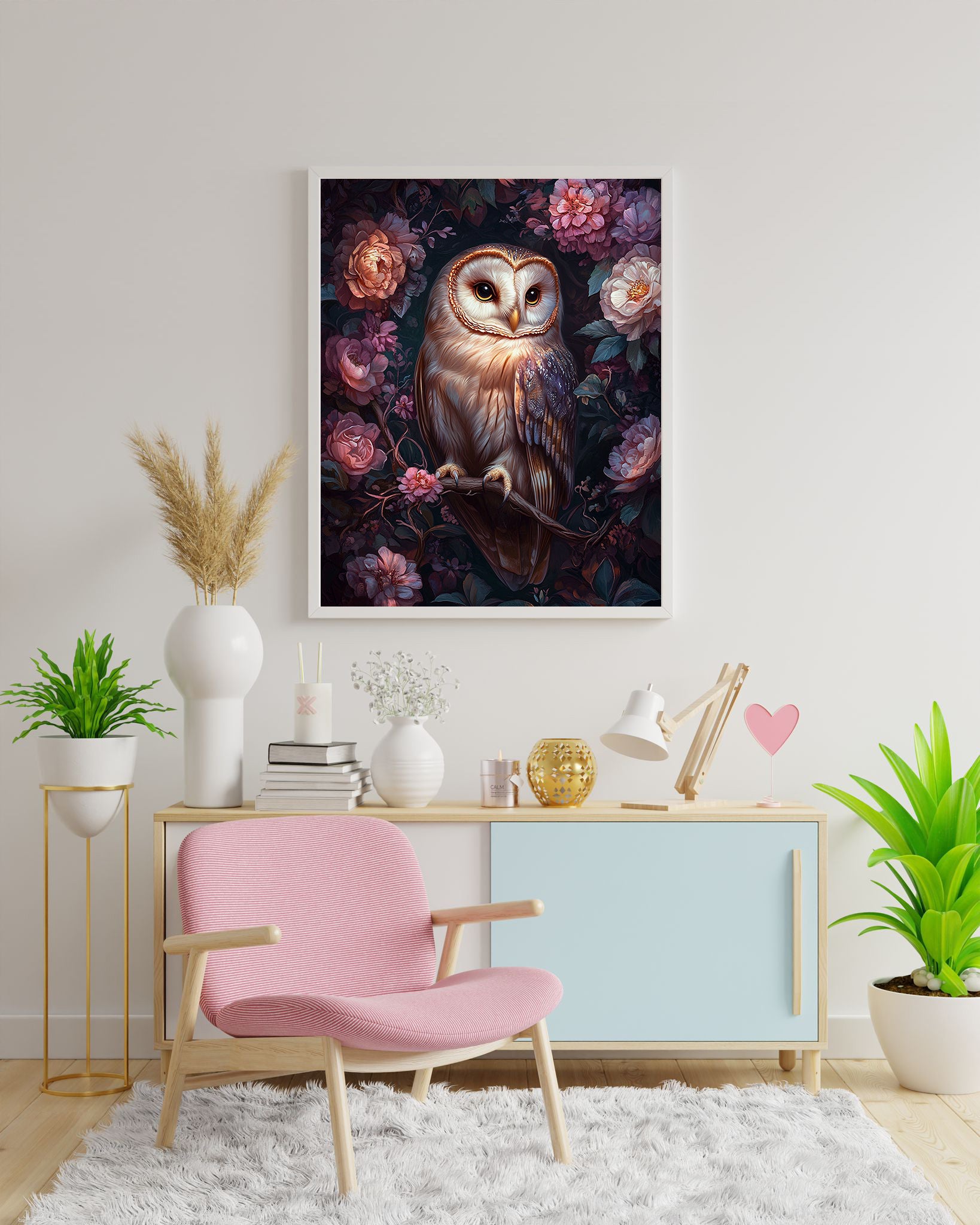 Diamond Painting Bild "Eule im Nachtschimmer" von AI-Artist Sandrietta